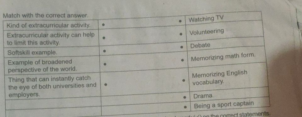 Match with the correct answer. | | StudyX