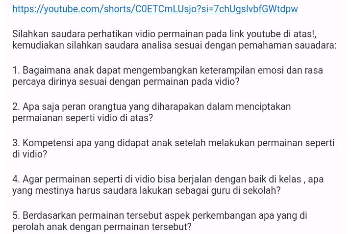 Silahkan saudara perhatikan vidio permainan | StudyX