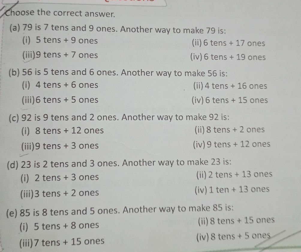 (a) 79 is 7 tens and 9 ones. Another way to | StudyX