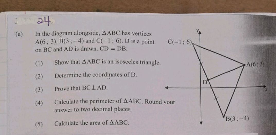 (a) In the diagram alongside, \( ABC\) has | StudyX