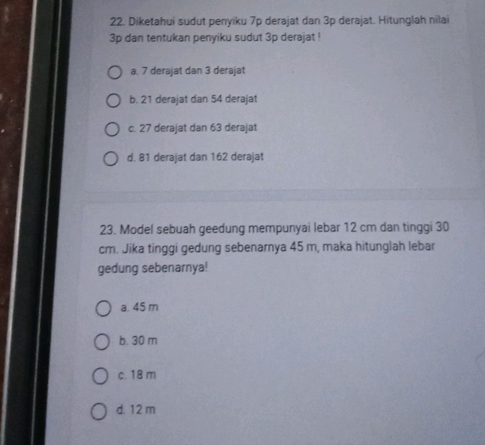22. Diketahui sudut penyiku 7p derajat dan | StudyX