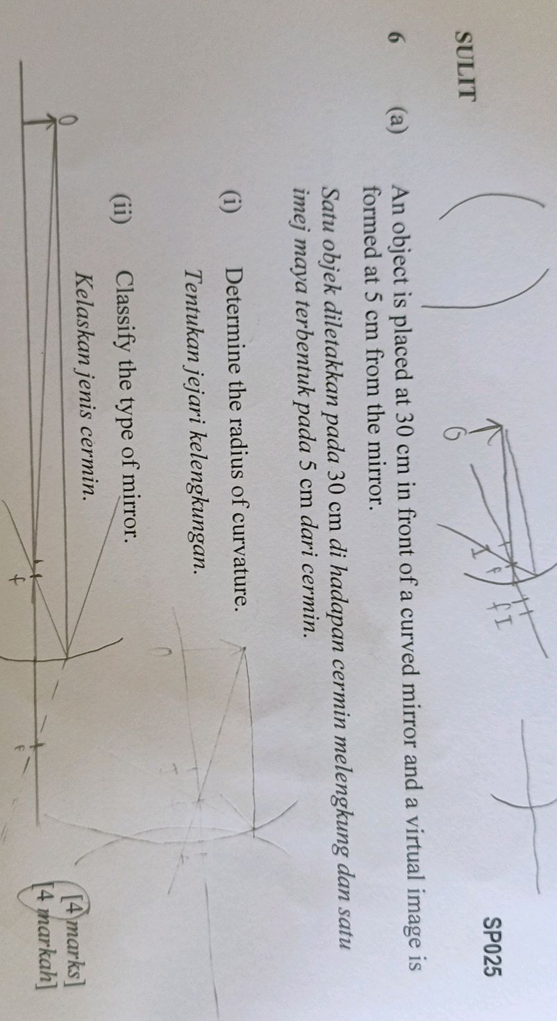 (a) An object is placed at 30 cm in front of | StudyX