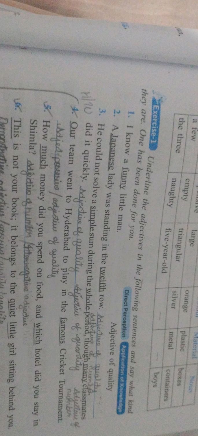 Exercise-1 Underline the adjectives in the | StudyX