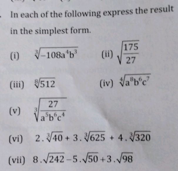 In each of the following express the result | StudyX