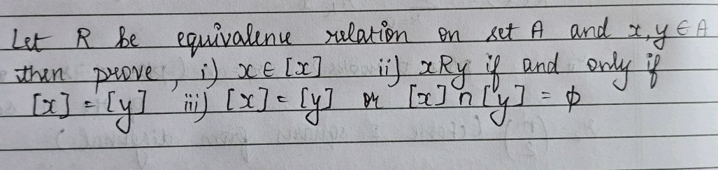 Let R be equivalence relation on set A and | StudyX
