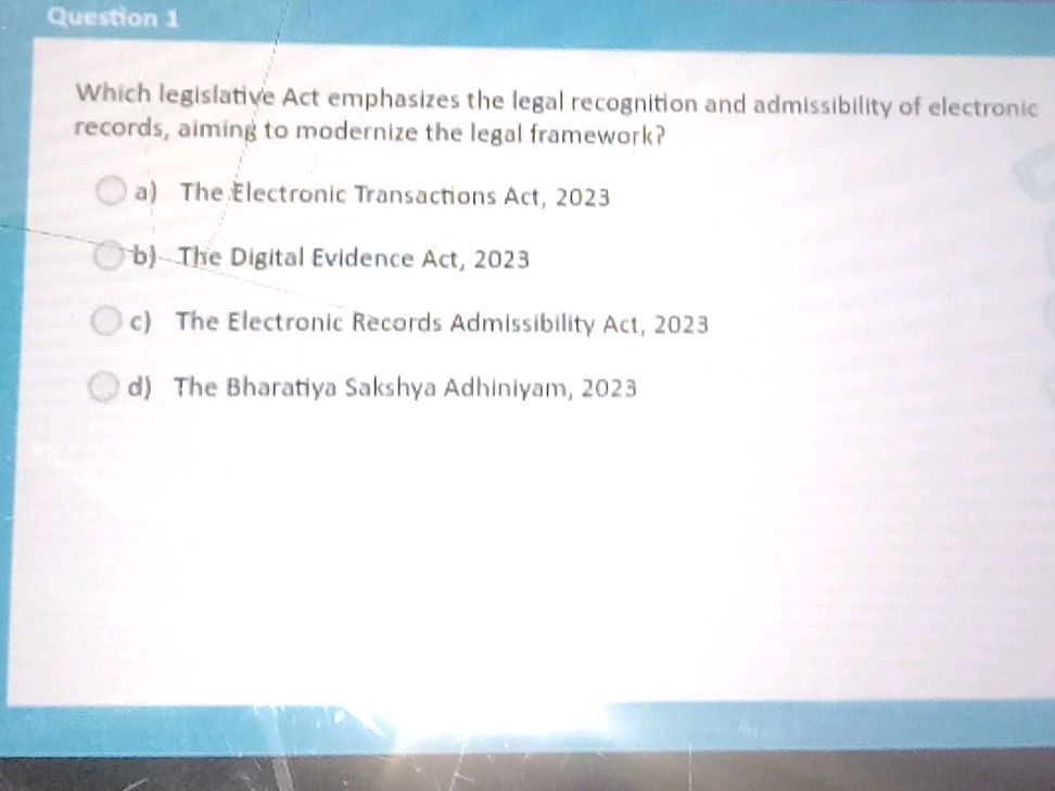 Which legislative Act emphasizes the legal | StudyX