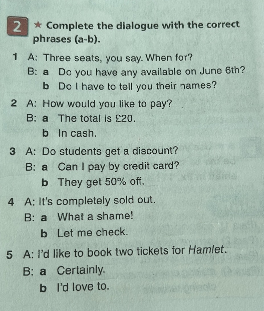 2 Complete the dialogue with the correct | StudyX