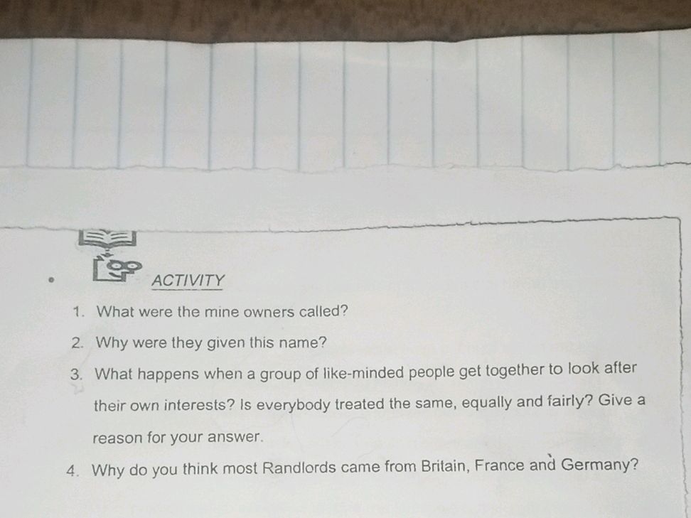 1. What were the mine owners called? 2. Why | StudyX