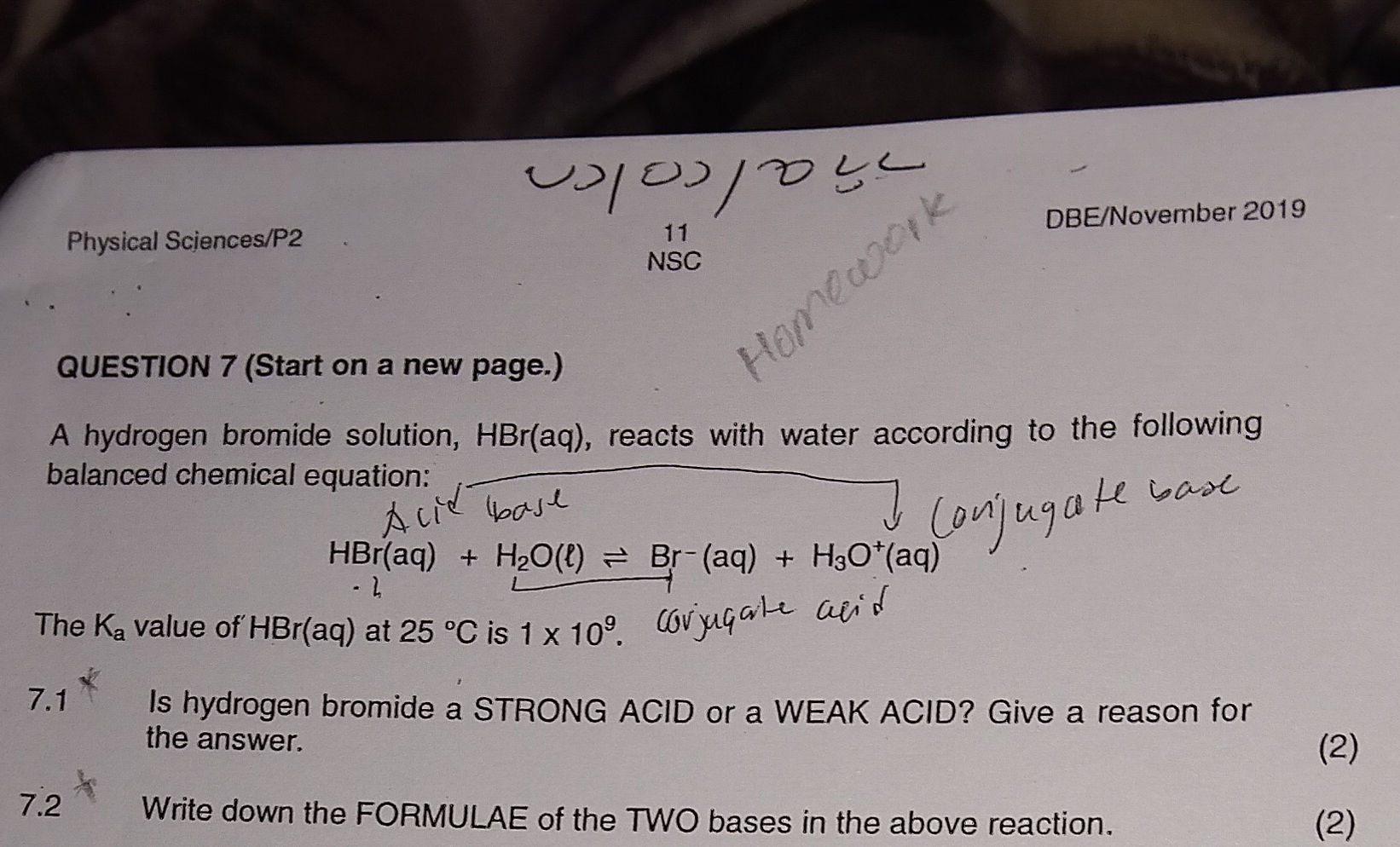 A hydrogen bromide solution, HBr(aq), reacts | StudyX