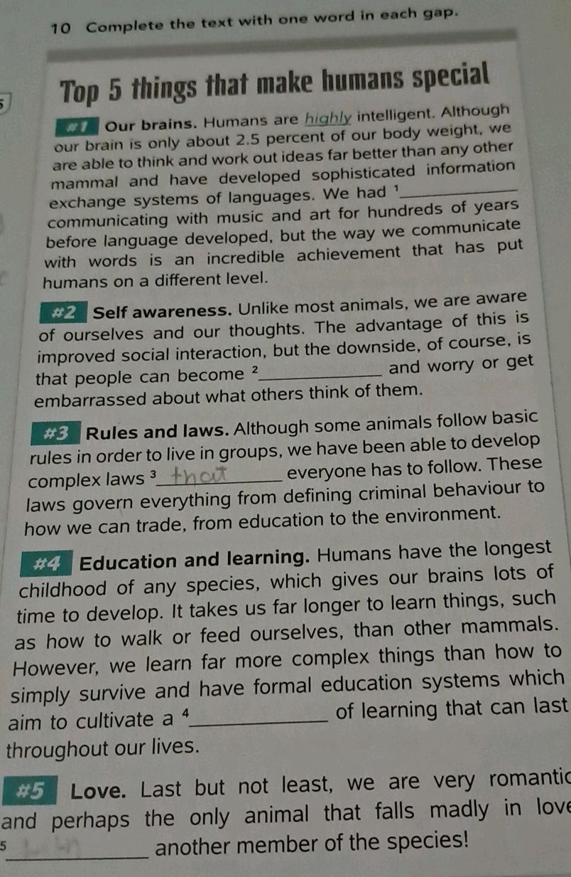 10 Complete the text with one word in each | StudyX