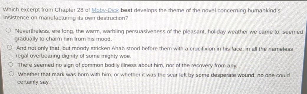 Which excerpt from Chapter 28 of *Moby-Dick* | StudyX