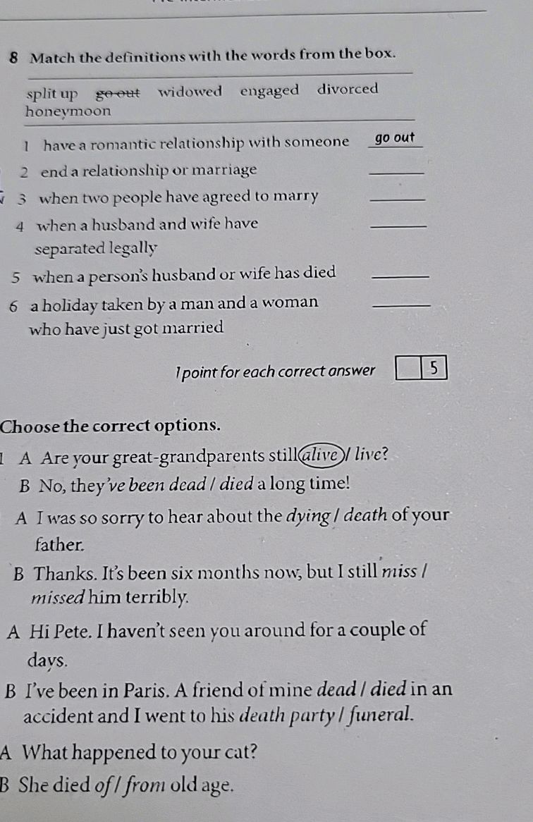 8 Match the definitions with the words from | StudyX