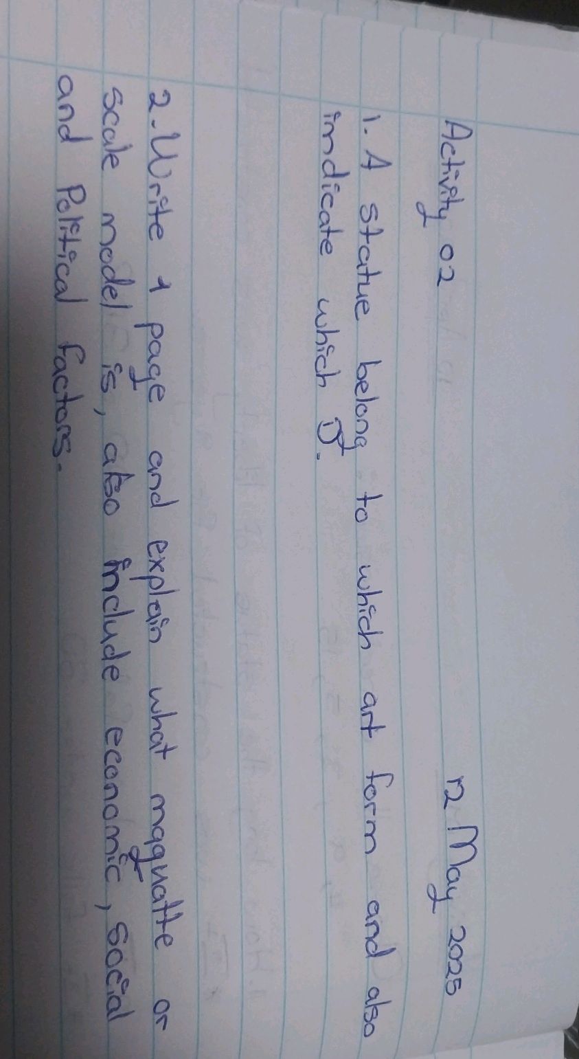 1. A statue belong to which art form and | StudyX