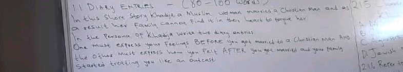 11 DIARY ENTRIES - (80-100 Words) In this | StudyX