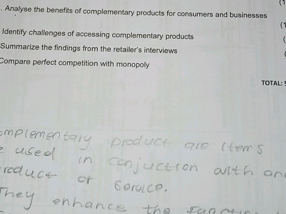 1. Analyse the benefits of complementary | StudyX