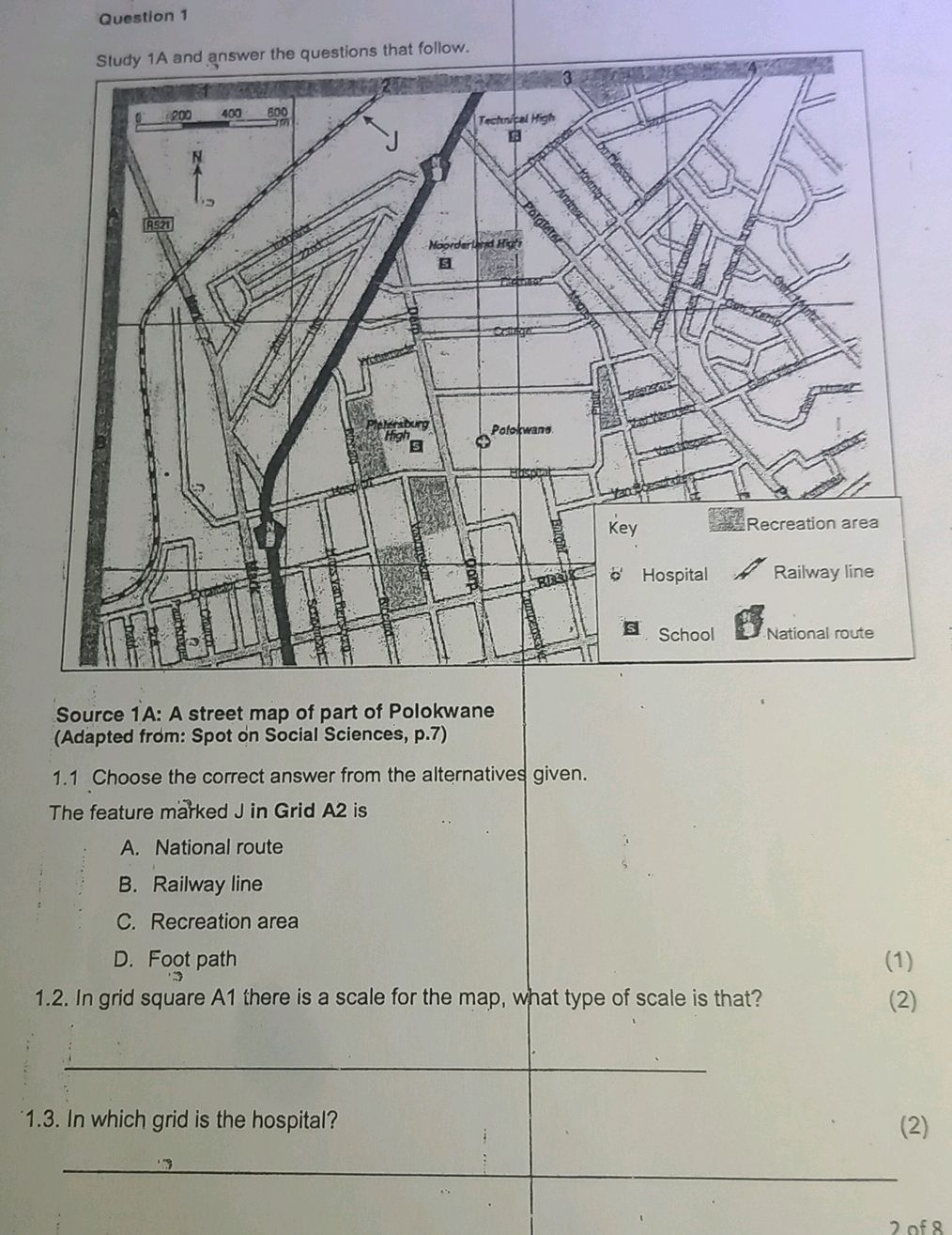 Source 1A: A street map of part of Polokwane | StudyX