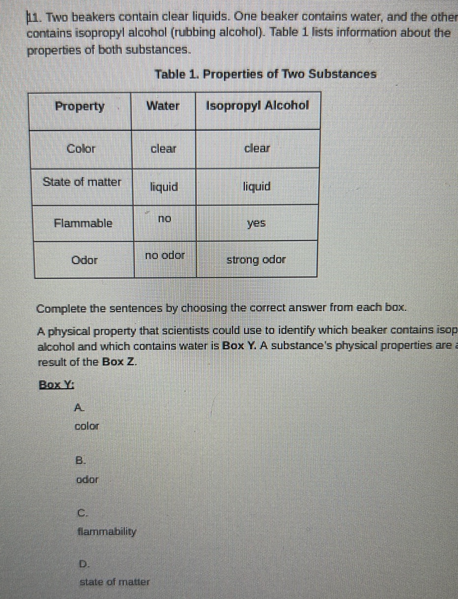 11. Two beakers contain clear liquids. One | StudyX