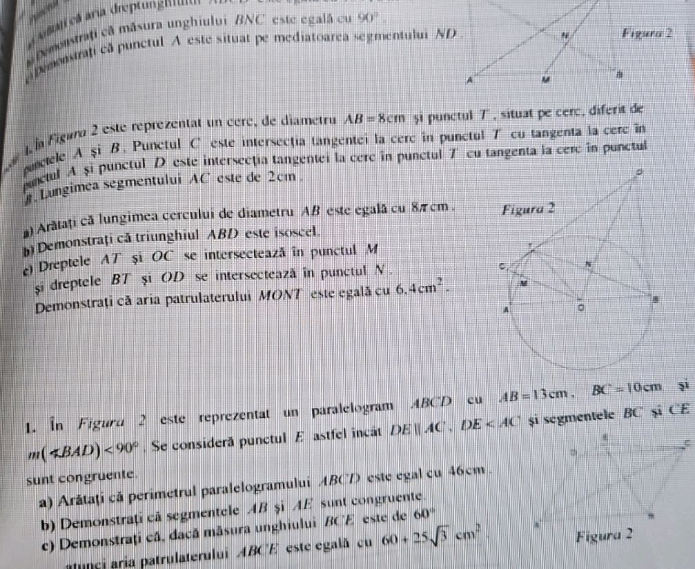 4. In Figura 2 este reprezentat un cerc, de | StudyX