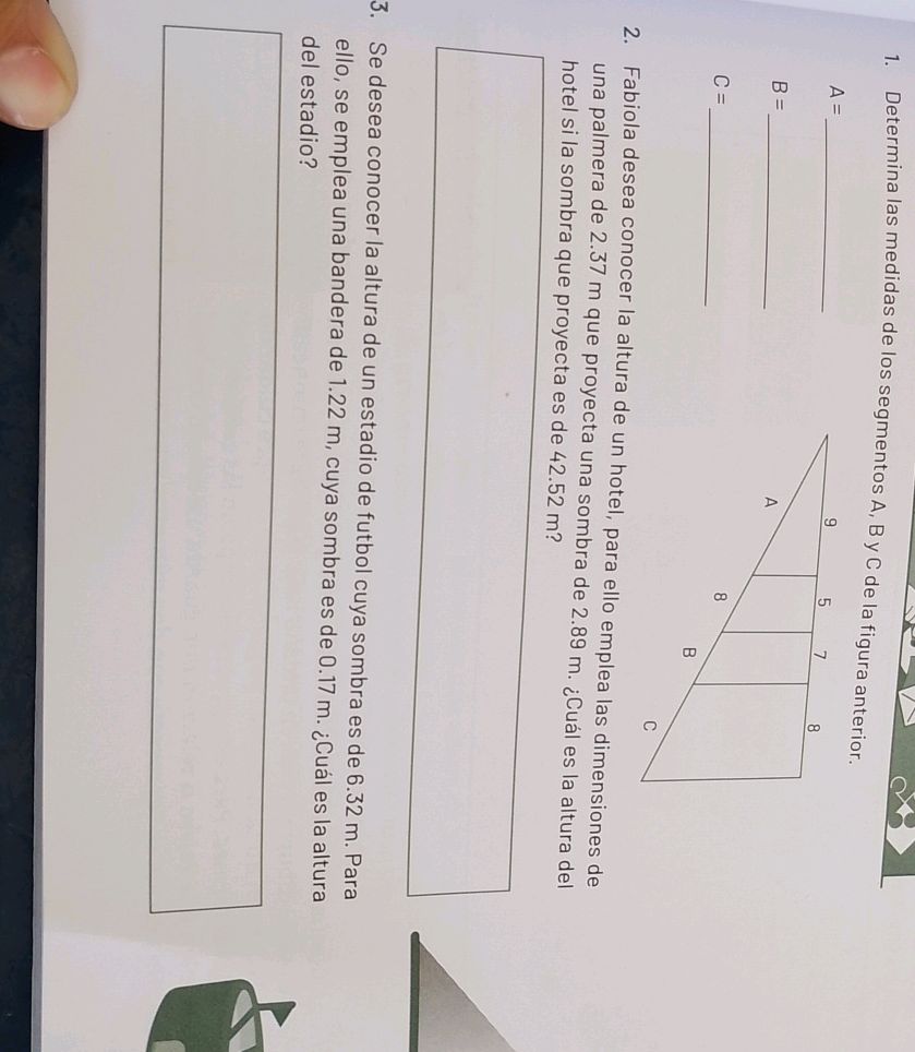 1. Determina las medidas de los segmentos A, | StudyX