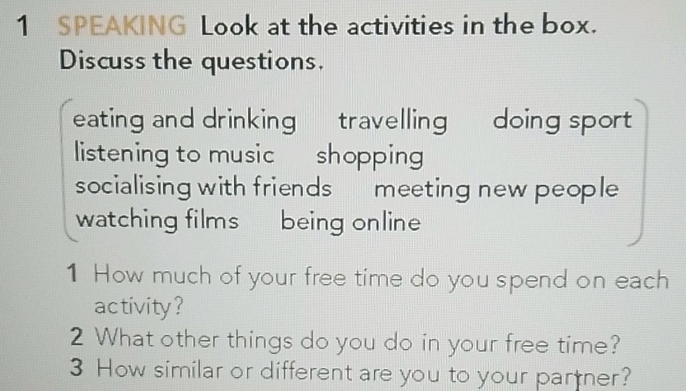 Look at the activities in the box. Discuss | StudyX