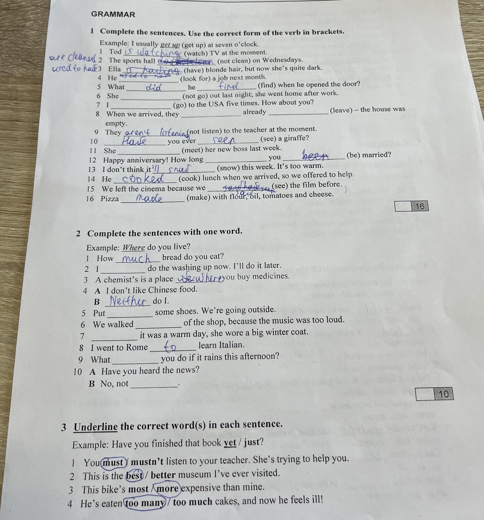 1 Complete the sentences. Use the correct | StudyX