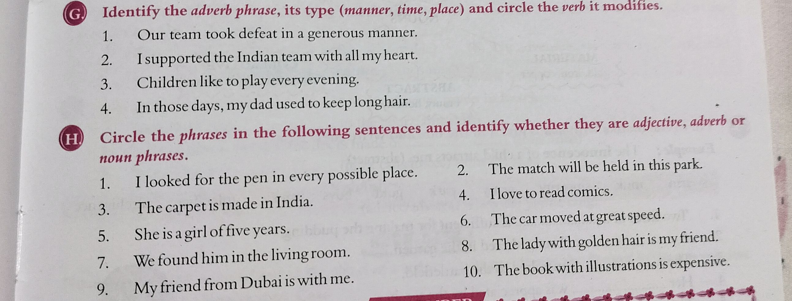 G) Identify the adverb phrase, its type | StudyX