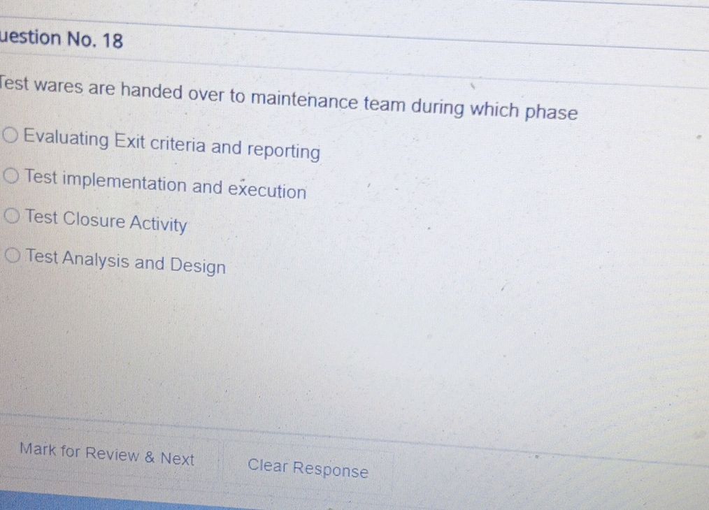 Test wares are handed over to maintenance | StudyX