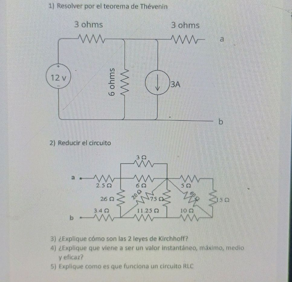 1) Resolver por el teorema de Thévenin 2) | StudyX