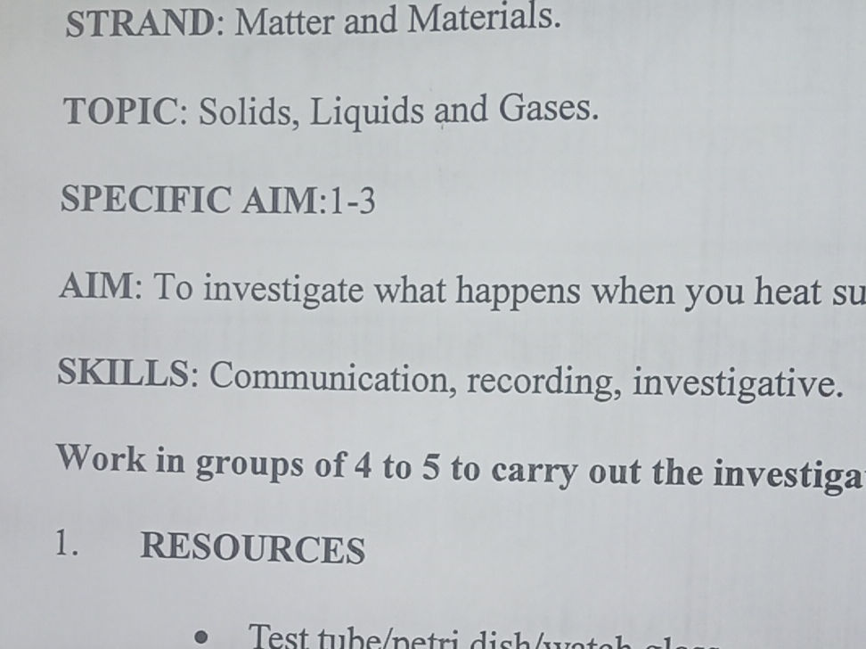 STRAND: Matter and Materials. TOPIC: | StudyX