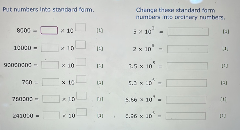 Put numbers into standard form. $8000 = | StudyX