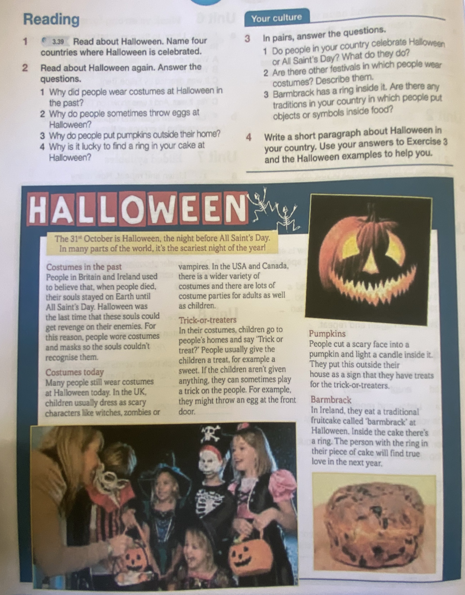2 Read about Halloween again. Answer the | StudyX