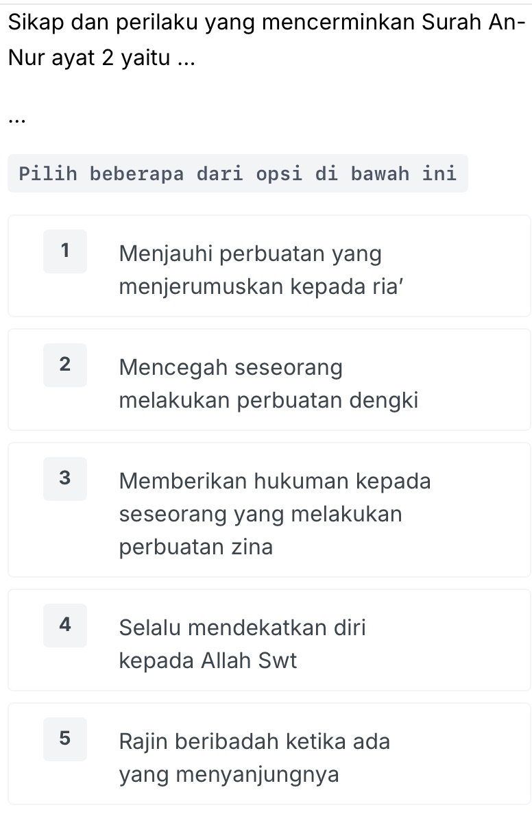 Sikap dan perilaku yang mencerminkan Surah | StudyX