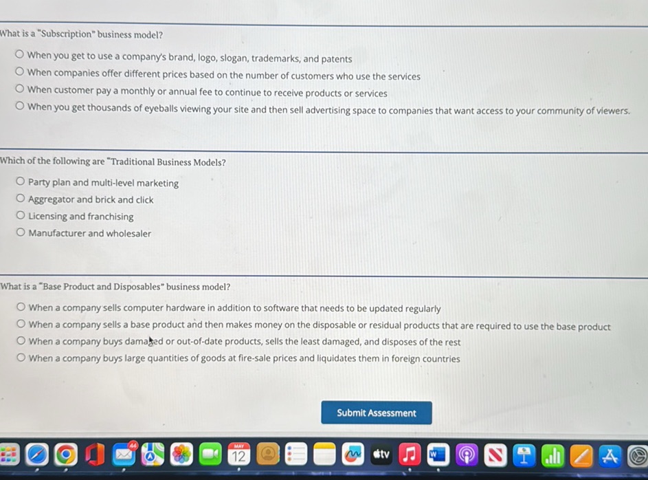 What is a "Subscription" business model? | StudyX