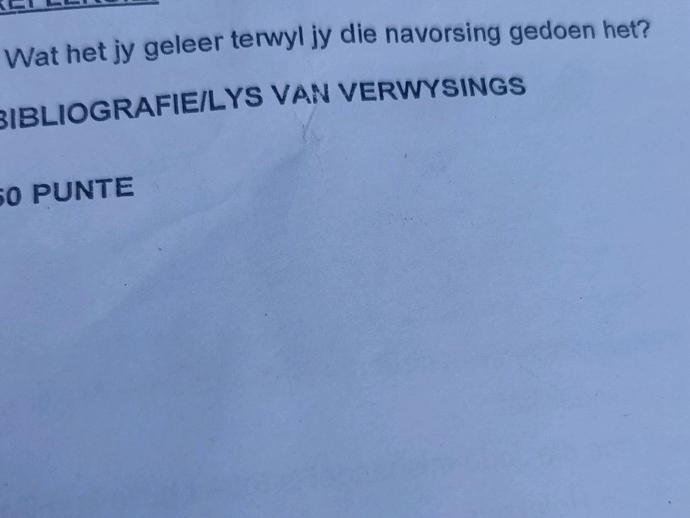 Wat het jy geleer terwyl jy die navorsing | StudyX