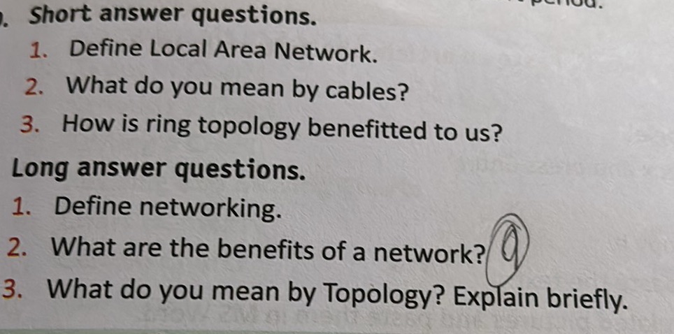 Short answer questions. 1. Define Local | StudyX