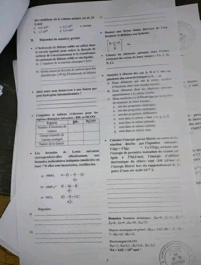 11. des conditions où le volume molaire est | StudyX