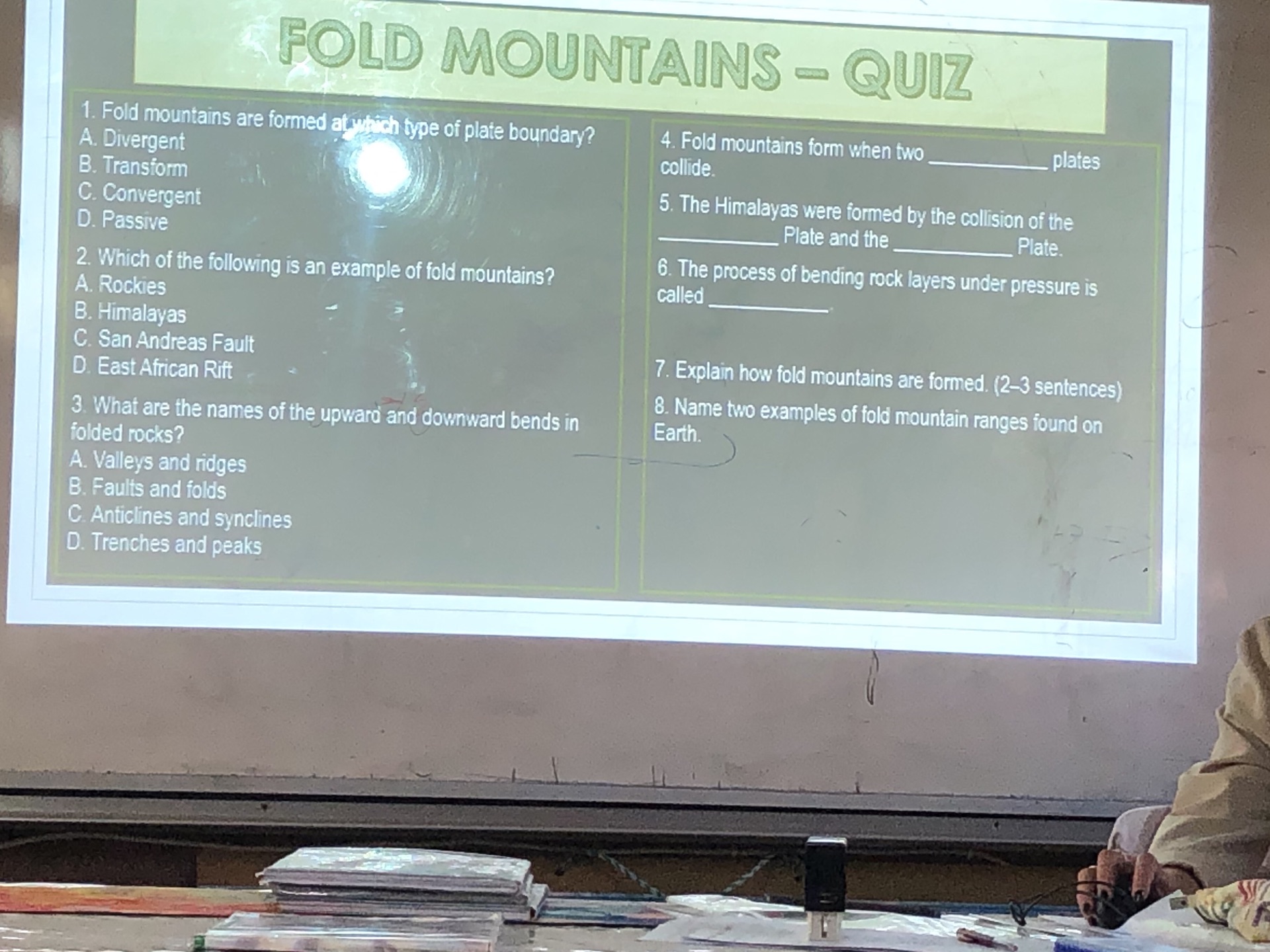 1. Fold mountains are formed at which type | StudyX