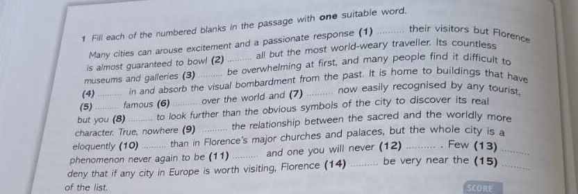 1 Fill each of the numbered blanks in the | StudyX