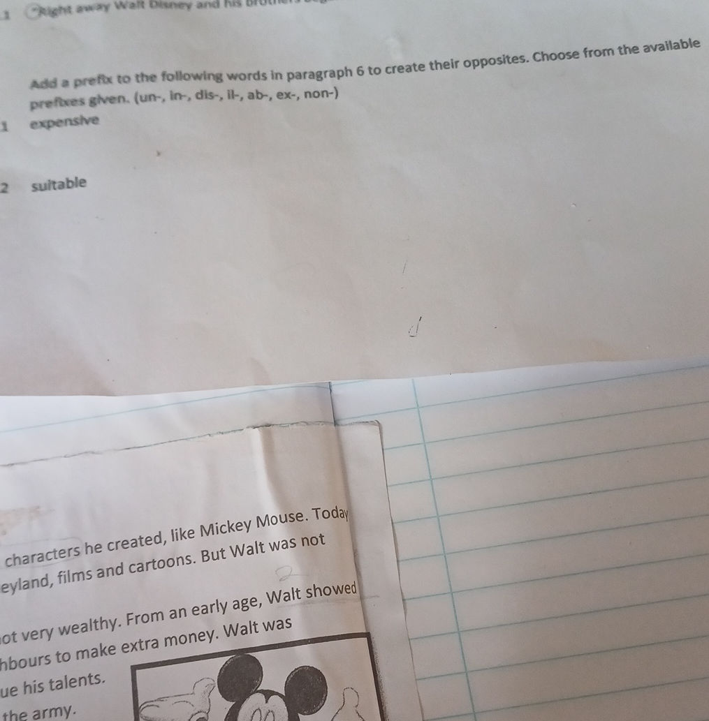 Add a prefix to the following words in | StudyX