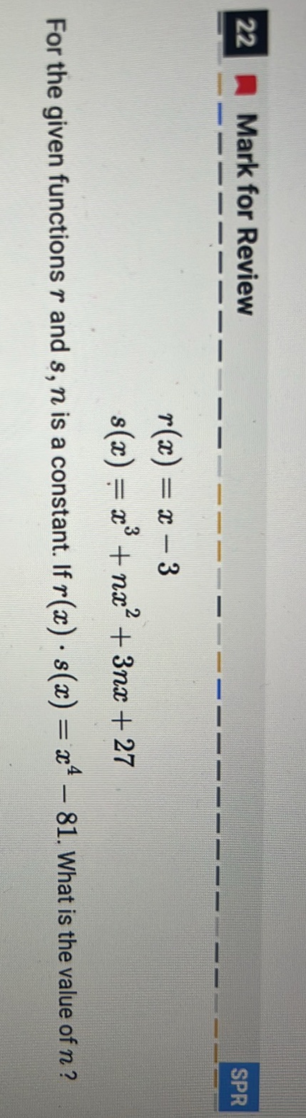 For the given functions $r$ and $s$, $n$ is | StudyX