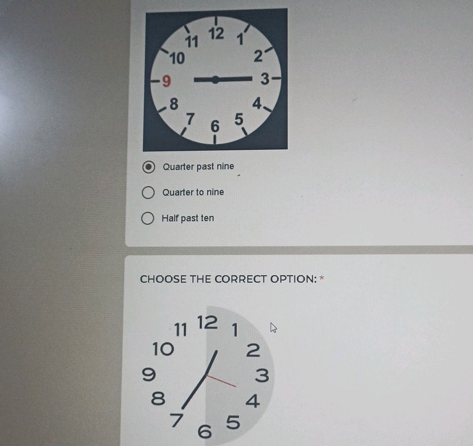 Choose the correct option: Quarter past | StudyX