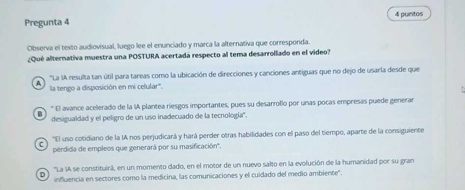 Observa el texto audiovisual, luego lee el | StudyX