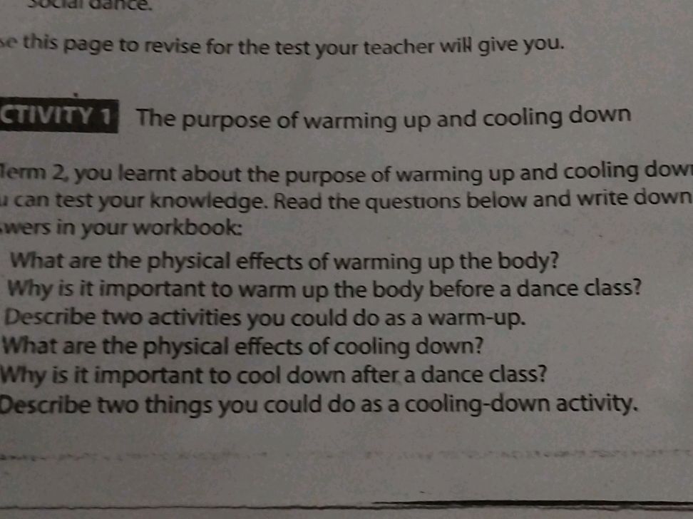 What are the physical effects of warming up | StudyX