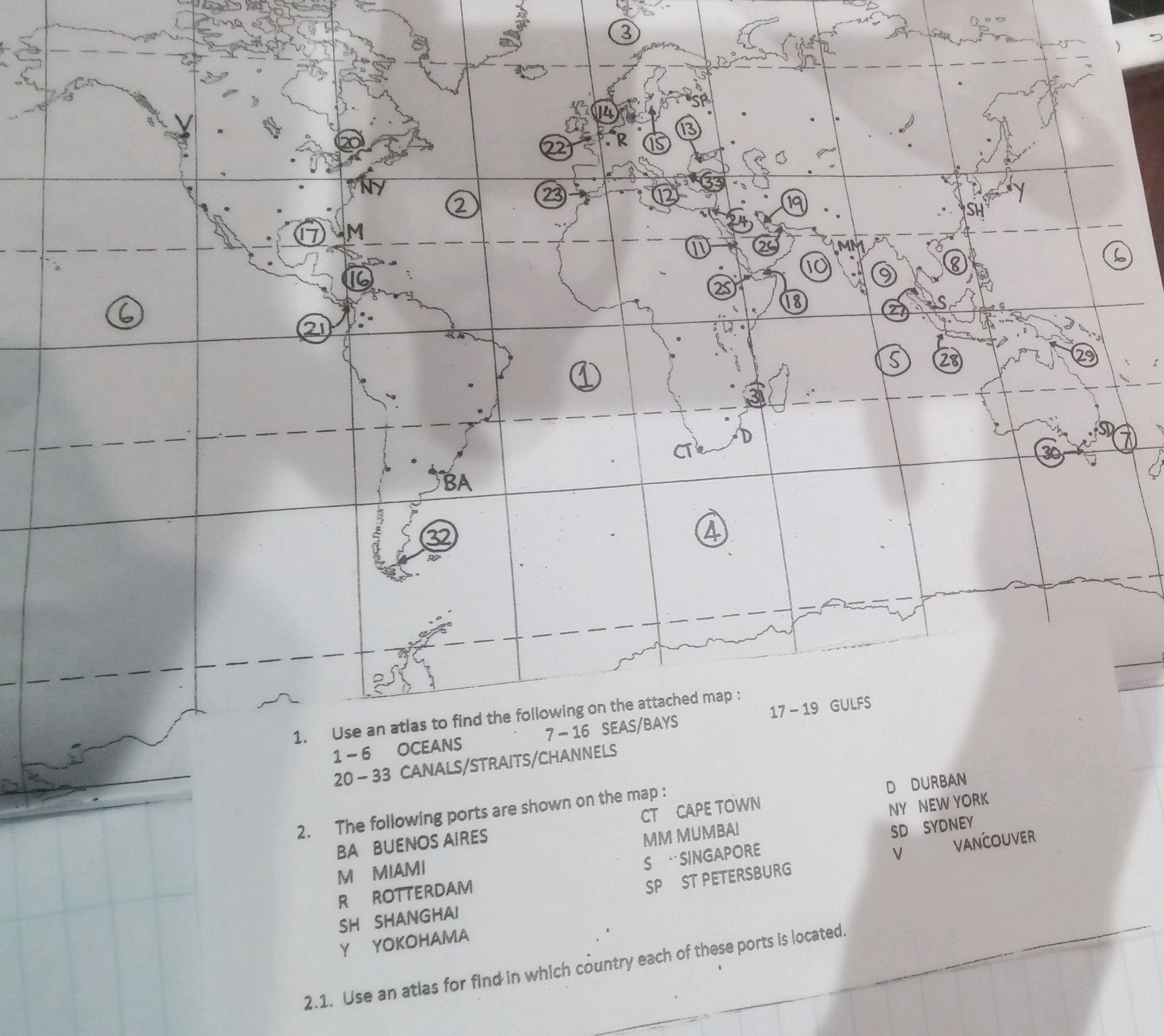 1. Use an atlas to find the following on the | StudyX