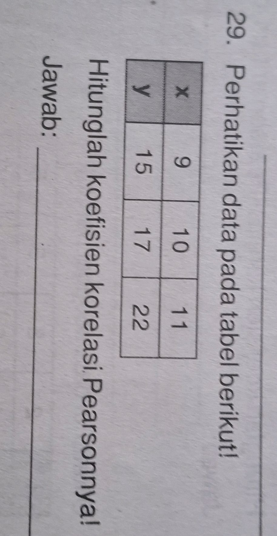 29. Perhatikan data pada tabel berikut! | y | StudyX