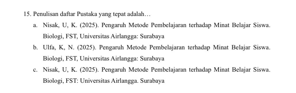 15. Penulisan daftar Pustaka yang tepat | StudyX