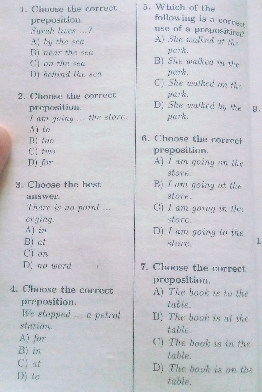 1. Choose the correct preposition. Sarah | StudyX