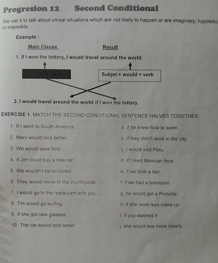 EXERCISE 1. MATCH THE SECOND CONDITIONAL | StudyX