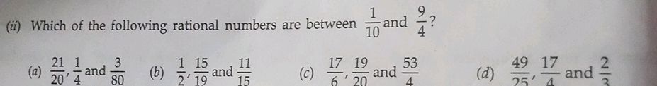 (ii) Which of the following rational numbers | StudyX