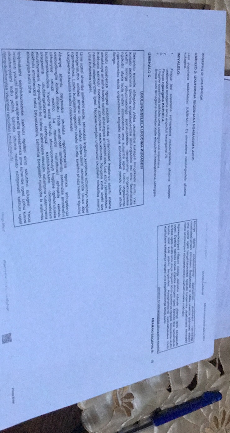 ISIQEPHU B: UKUPINGQA UMBUZO 2: UKUFINGQA | StudyX